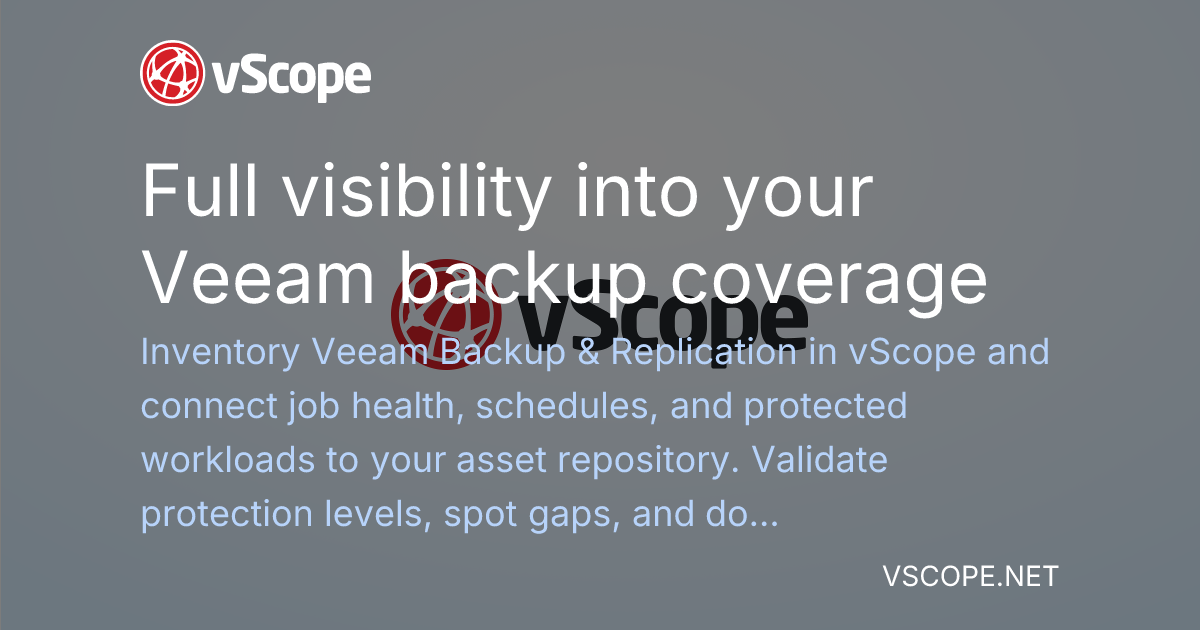 Discover and document backup data | vScope